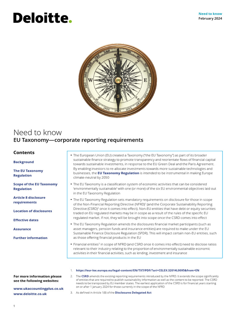 Need to Know - EU Taxonomy Regulation | PDF | Economies