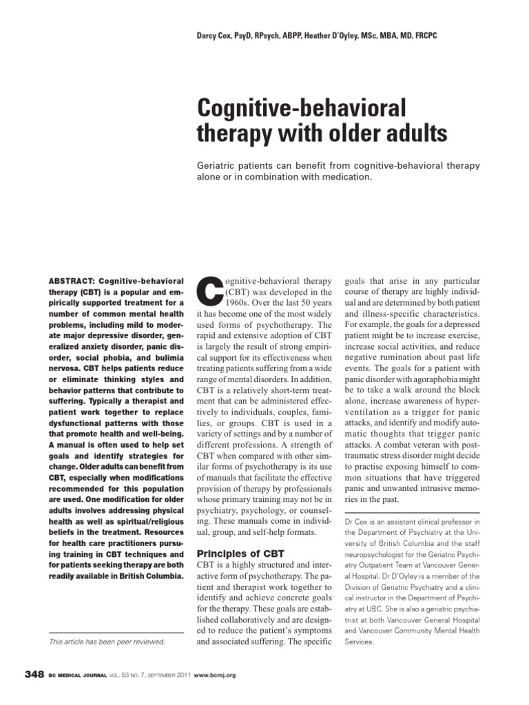 CBT for Older Adults: Key Strategies | PDF | Cognitive Behavioral ...