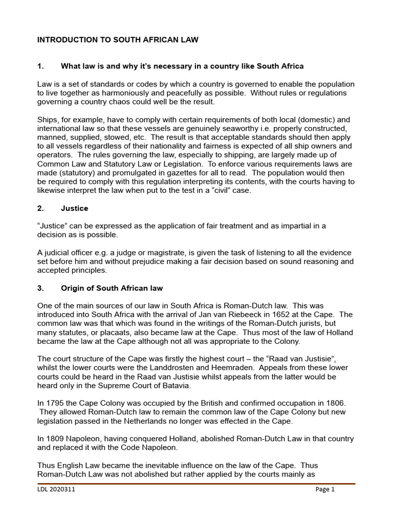 Introduction To South African Law | PDF | Appellate Court ...