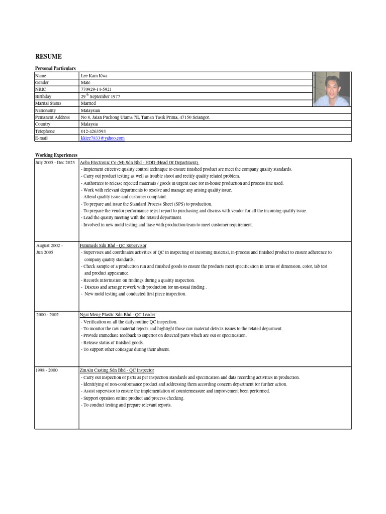 Resume 1 | PDF