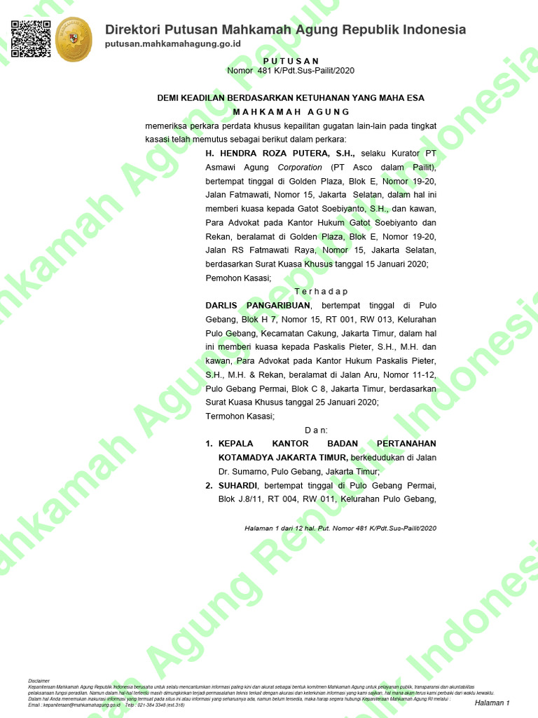 Putusan 481 K PDT - Sus-Pailit 2020 20230930100728 | PDF