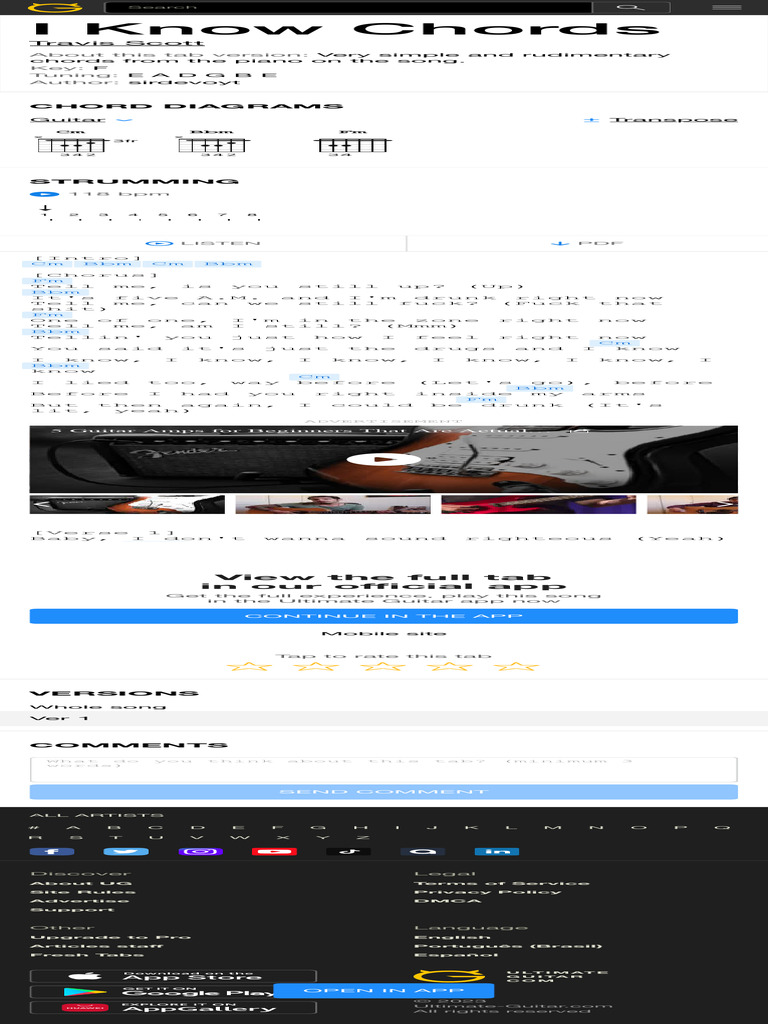 I KNOW CHORDS by Travis Scott at Ultimate-Guitar.C | PDF | Elements Of Music | Musical Forms