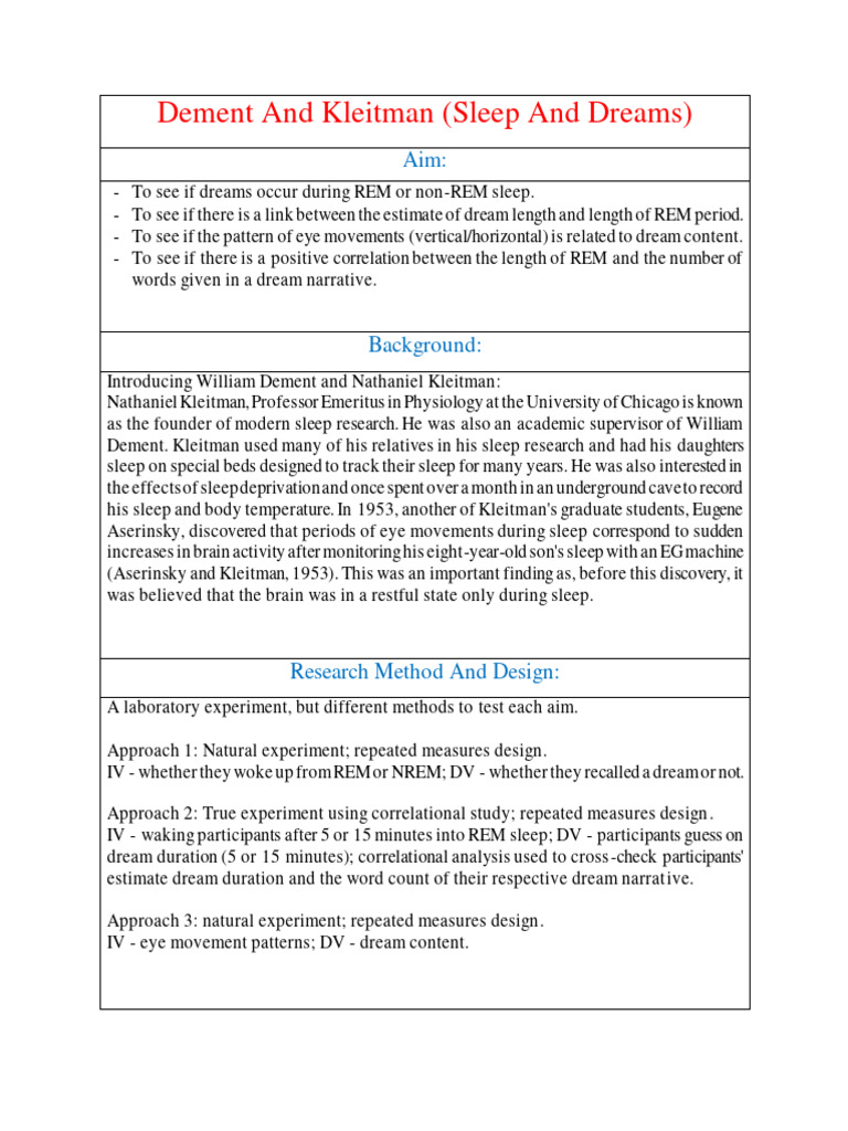 Dement and Kleitman | PDF | Rapid Eye Movement Sleep | Sleep