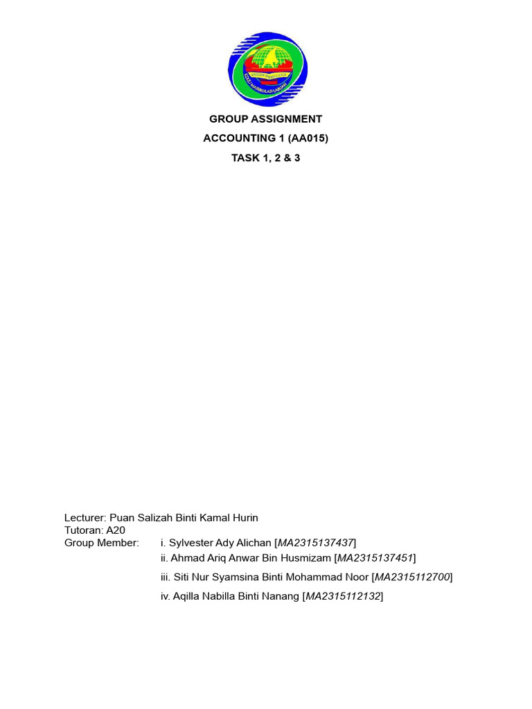 AA015 Group Assignment Sem 1 | PDF | Expense | Debits And Credits