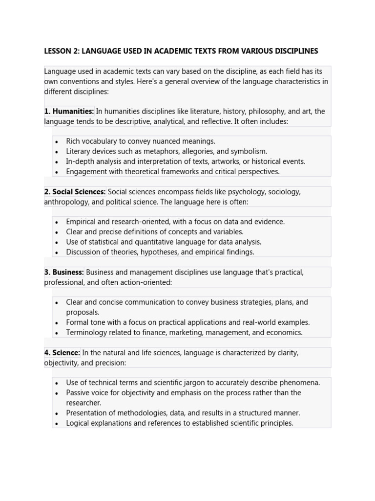 Language in Academic Disciplines | PDF | Science | Mathematics