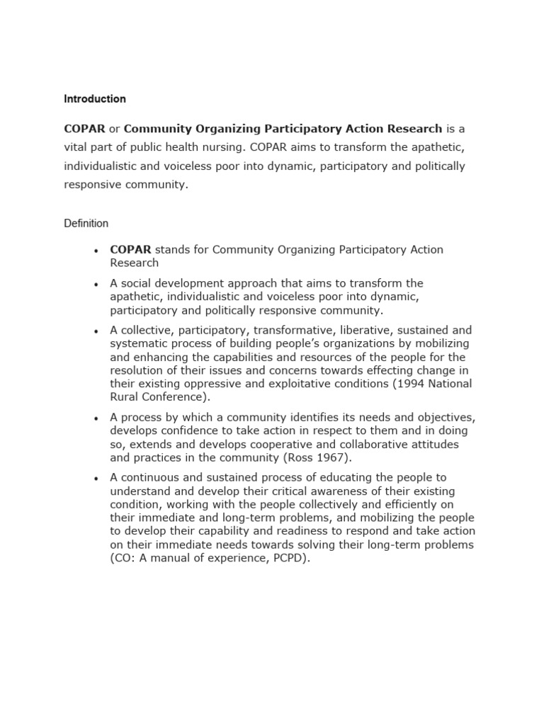 Copar | PDF | Community | Participatory Action Research