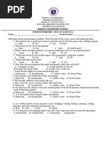 Grade 4 Science 4th Periodical Test | PDF | Sun | Cloud