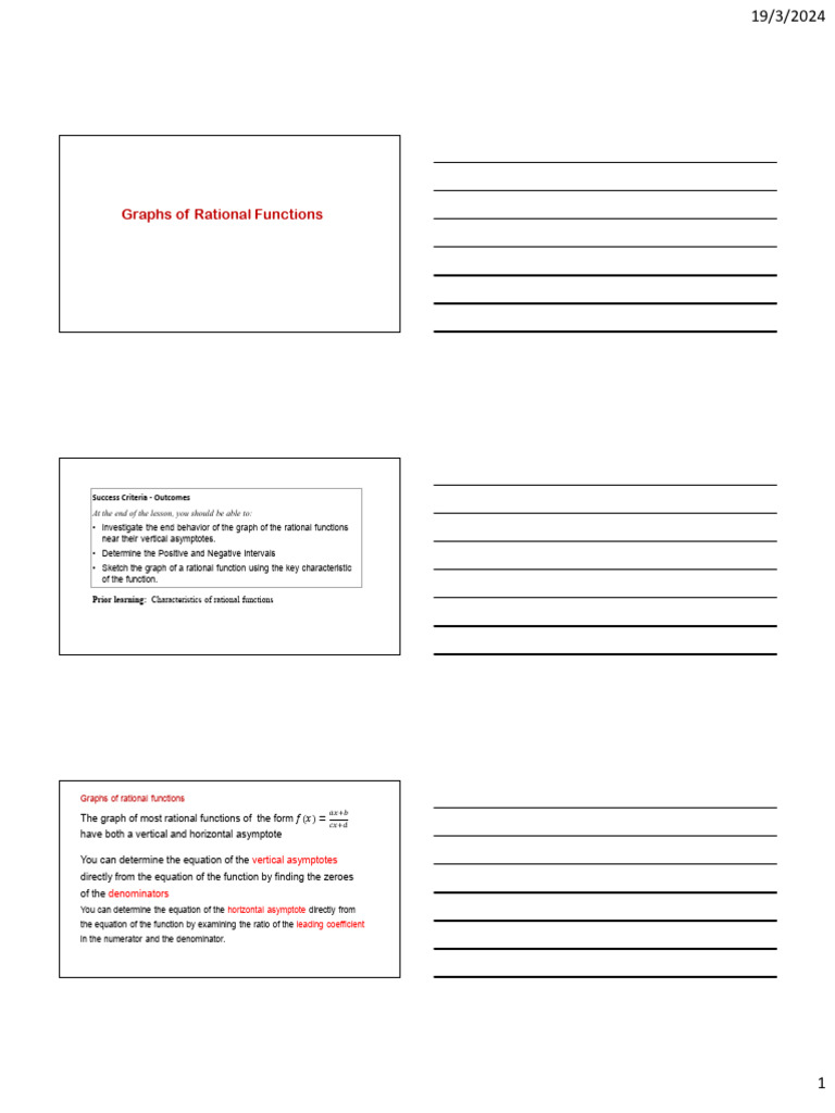 3 2 Graphs Of Rational Functions Pdf Asymptote Function Mathematics