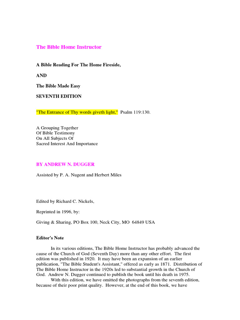 The Bible Home Instructor | PDF | Eternal Life (Christianity) | Jesus