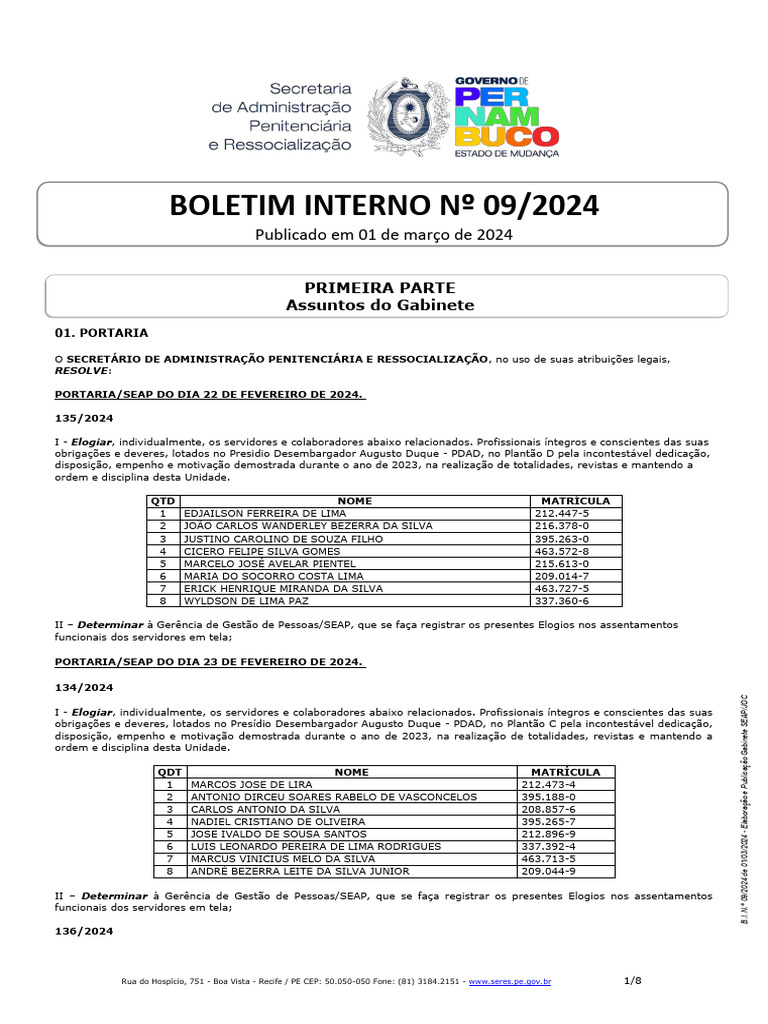 Boletim Interno #09/2024: Publicado em 01 de Março de 2024 | Download ...