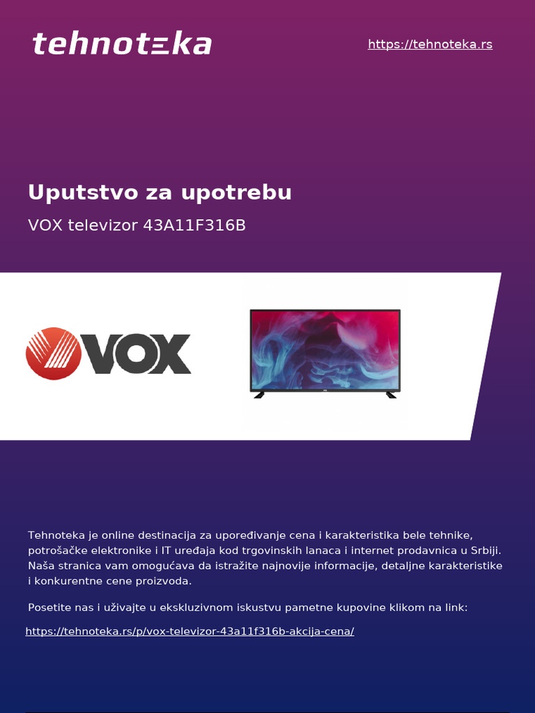 Uputstvo Za Upotrebu Vox Televizor 43a11f316b 649d5a0d1bfc7 | PDF