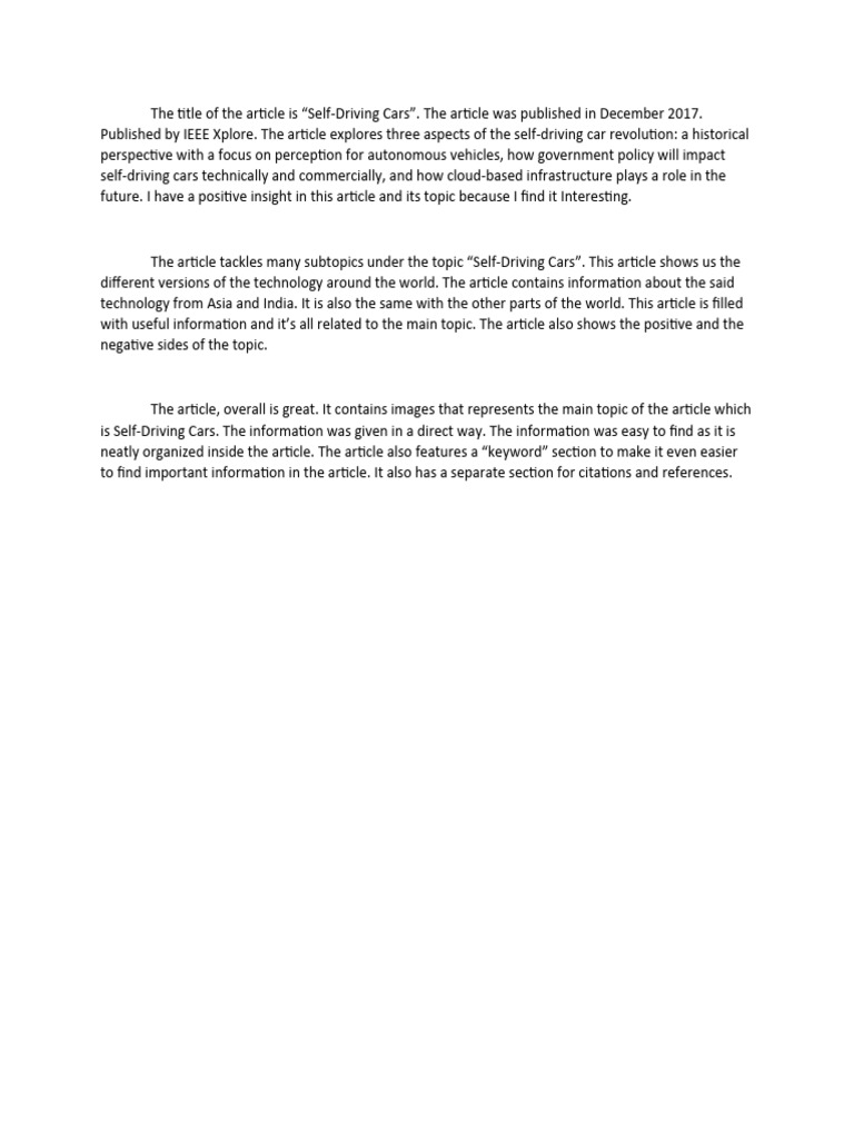Self-Driving Cars Critique | PDF | Art | Computers