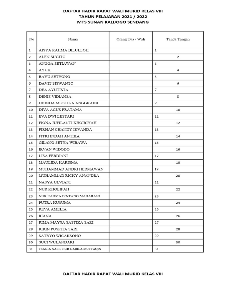 Daftar Hadir | PDF