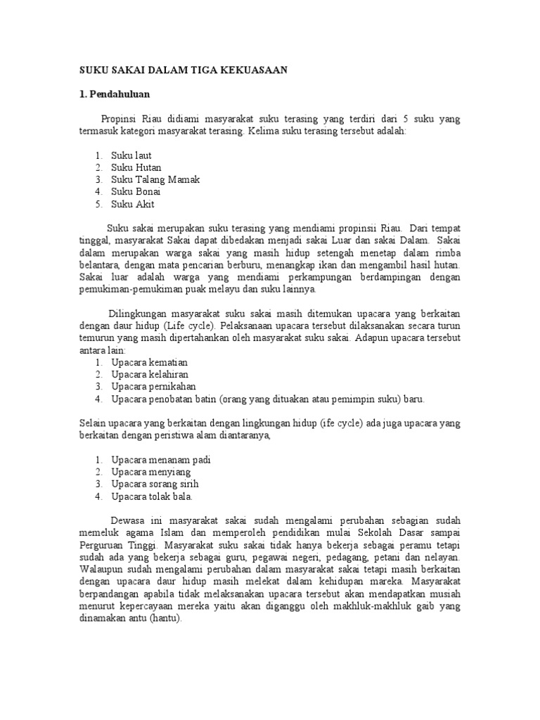 Makalah Adat Istiadat Suku Sakai | PDF Makalah Adat Istiadat Suku Sakai | PDF