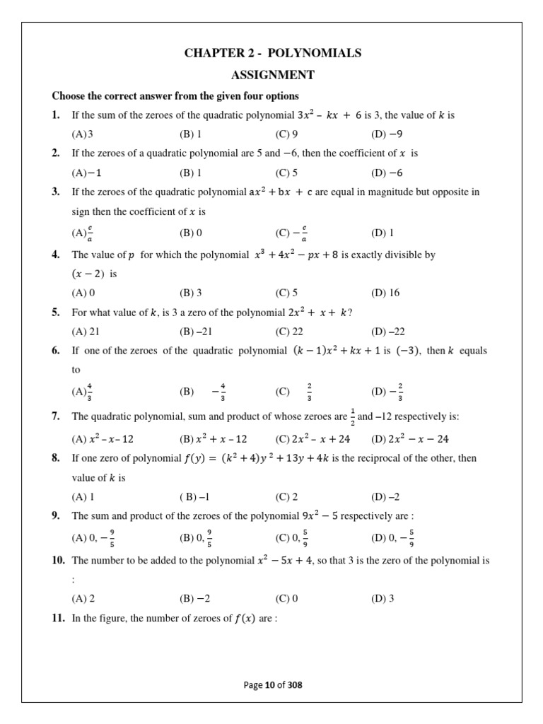 Class X Mathematics Assignment Booklet Dps (Mathura Road) (2023 - 2024 ...