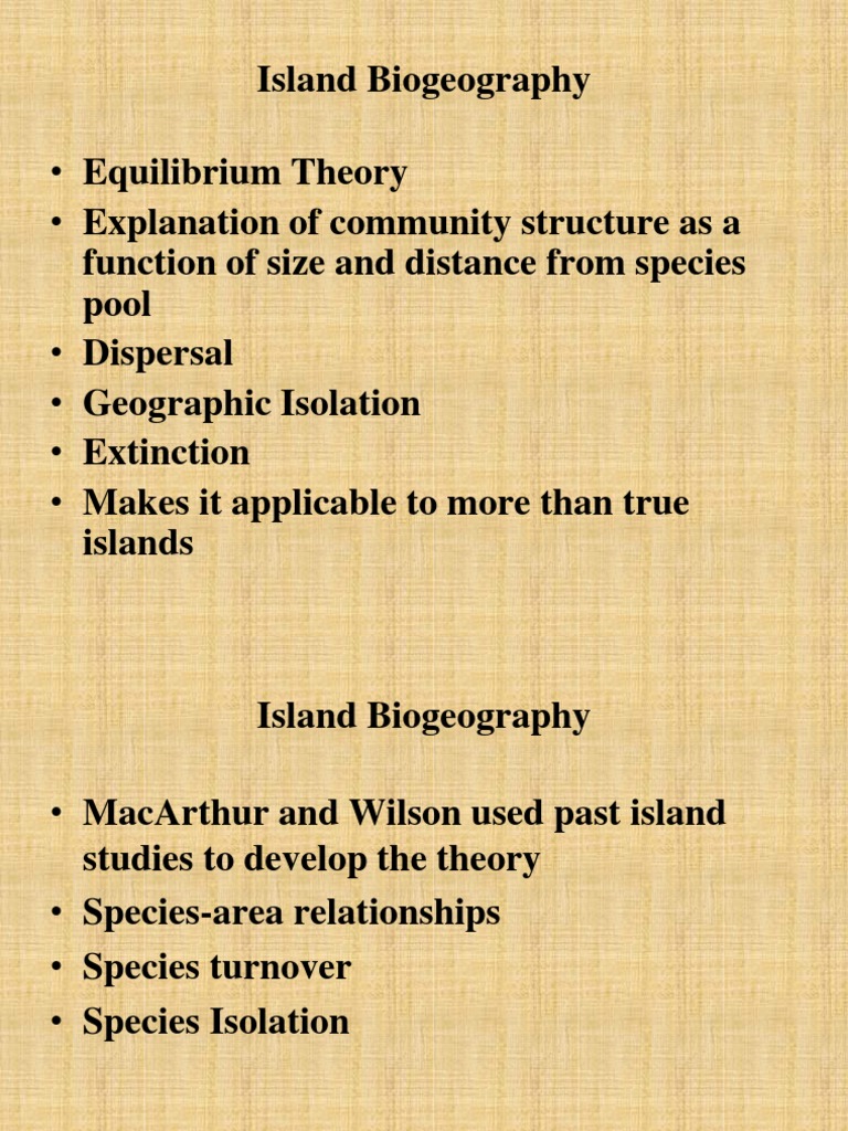 Applying the Theory of Island Biogeography: MacArthur and Wilson's ...
