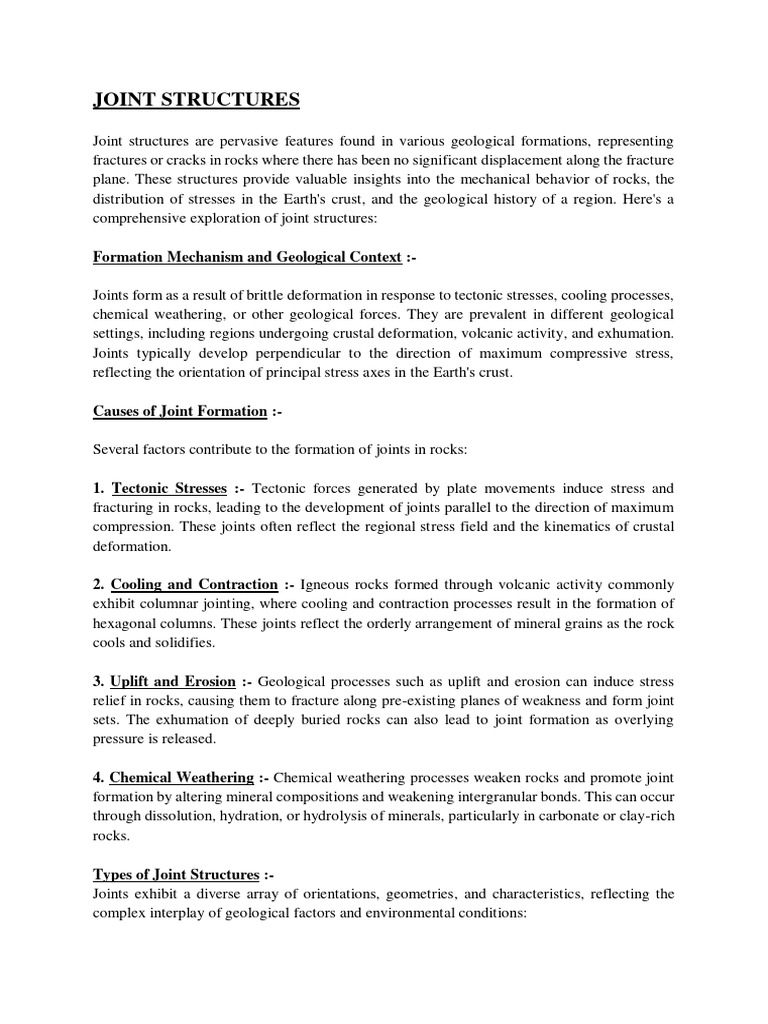 Joint Structures | PDF | Geology | Rock (Geology)