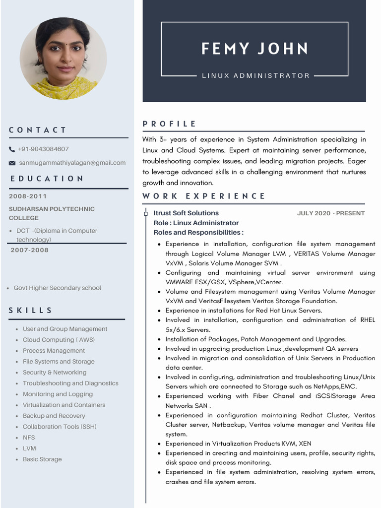 Blue Professional Modern CV Resume | PDF | File System | Server (Computing)