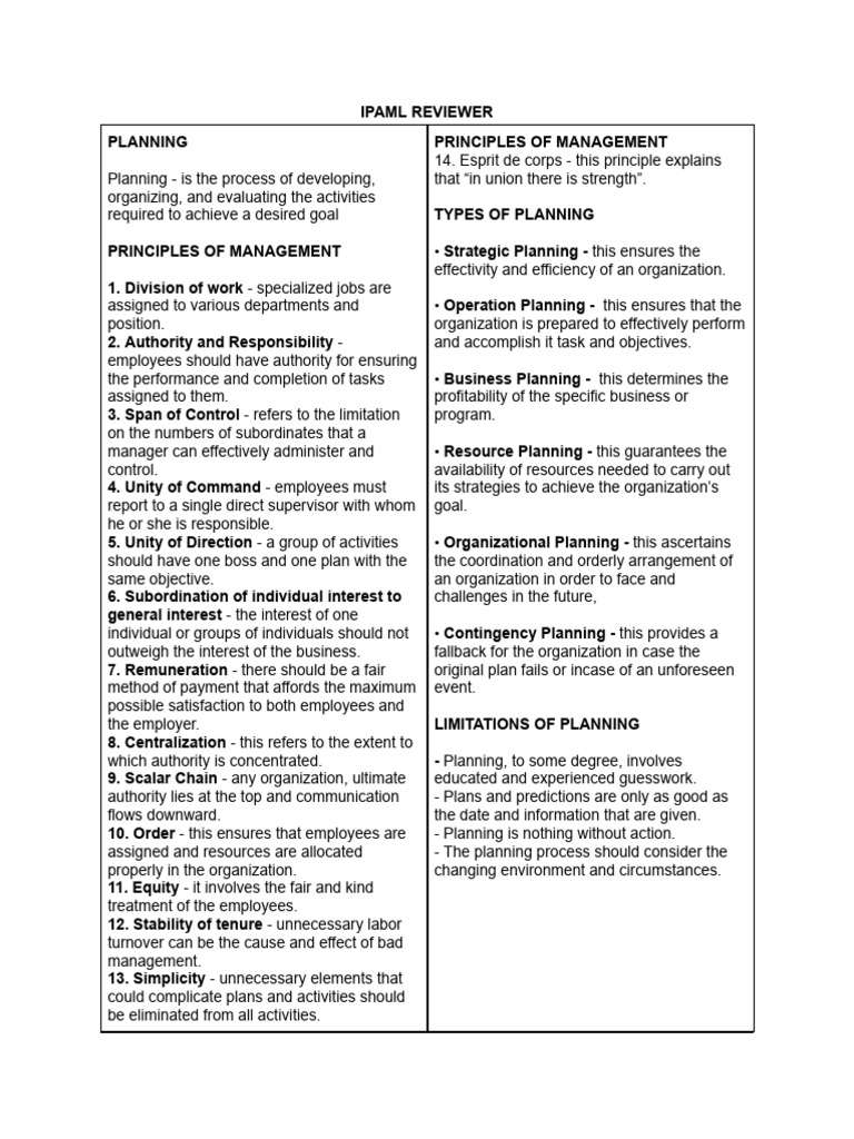 Ipaml Reviewer | PDF | Goal | Strategic Planning