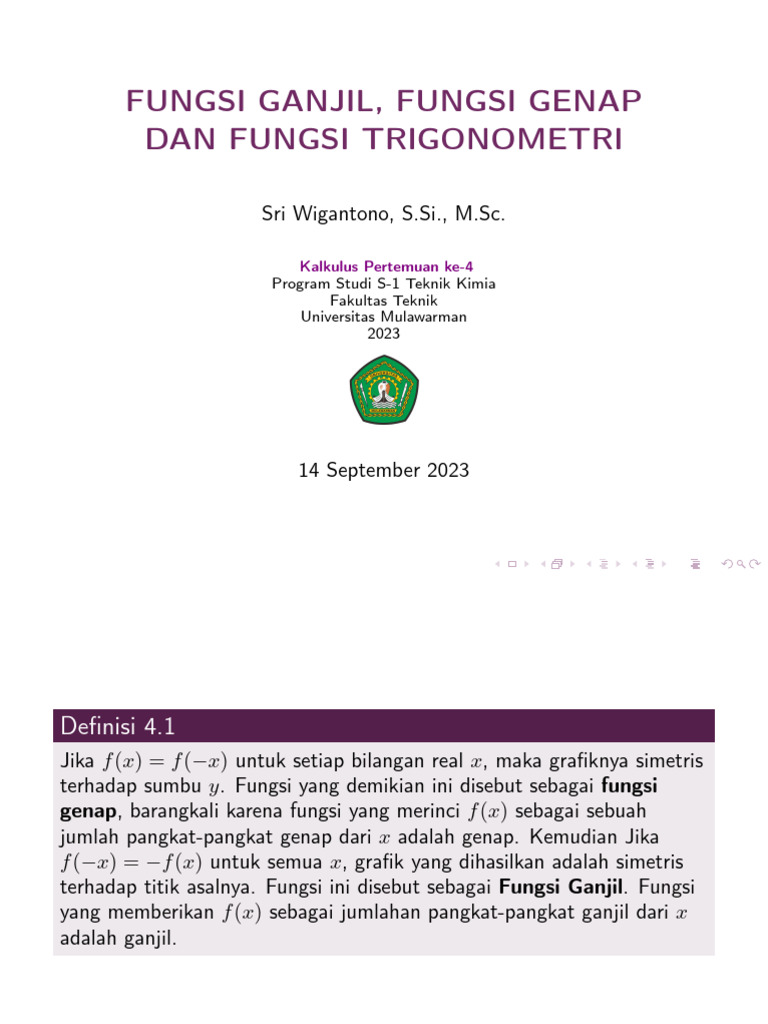 Fungsi Ganjil & Genap Trigonometri | PDF
