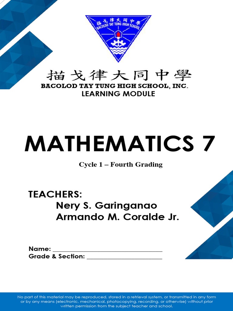 G4C1 LP1 Mathematics 7 | PDF | Subtraction | Inequality (Mathematics)