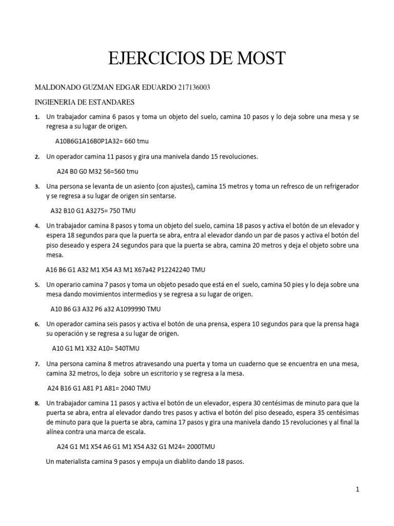 EJERCICIOS DE MOST | PDF