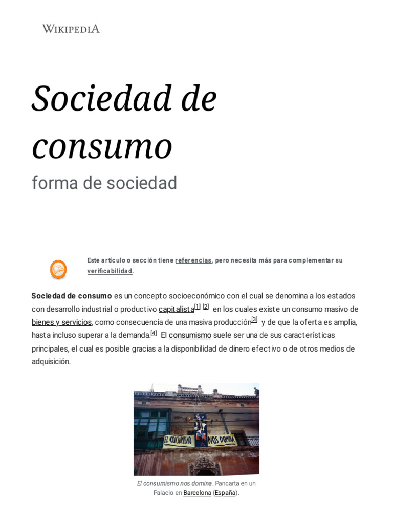 Sociedad de Consumo - Wikipedia, La Enciclopedia Libre | PDF ...
