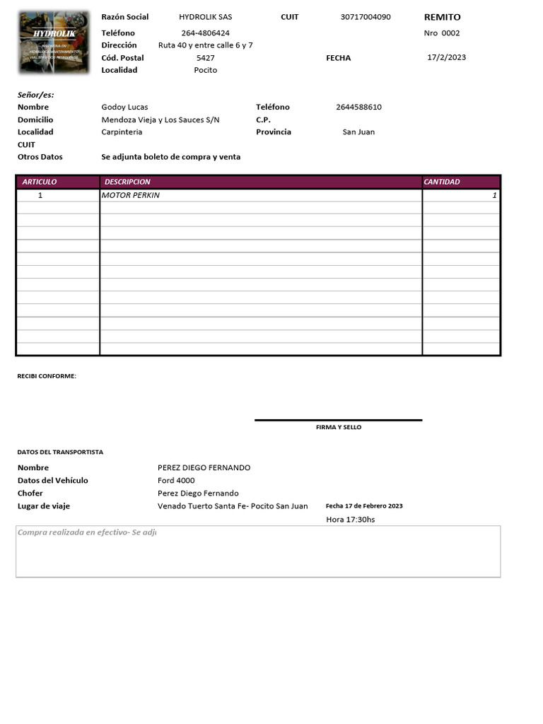 Plantilla Remito Excel1 | PDF