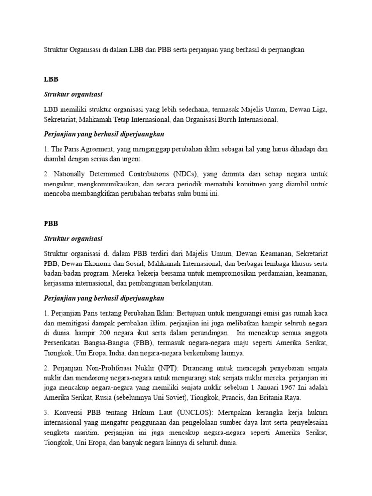 Struktur Organisasi LBB dan PBB | PDF