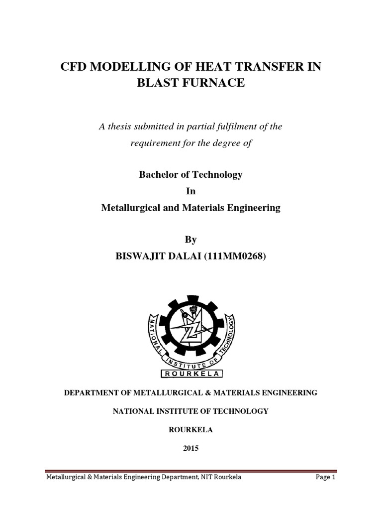 CFD Modelling of Heat Transfer in Blast Furnace | PDF | Computational ...