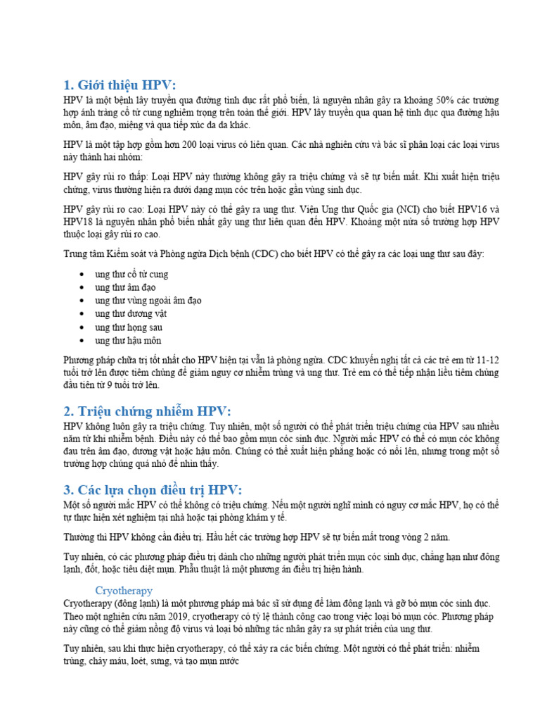 1. Giới thiệu HPV:: Cryotherapy | PDF
