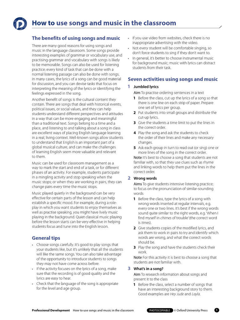 How To Use Songs and Music | PDF | English Language | Human Communication