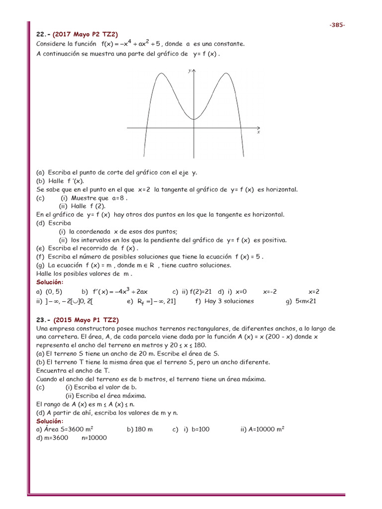 Ejercicios2 Examen Aplicaciones de Las Derivadas | PDF | Pendiente | Objetos matemáticos