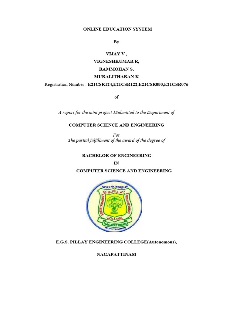 Online Education System Project Report | PDF | Educational Technology ...