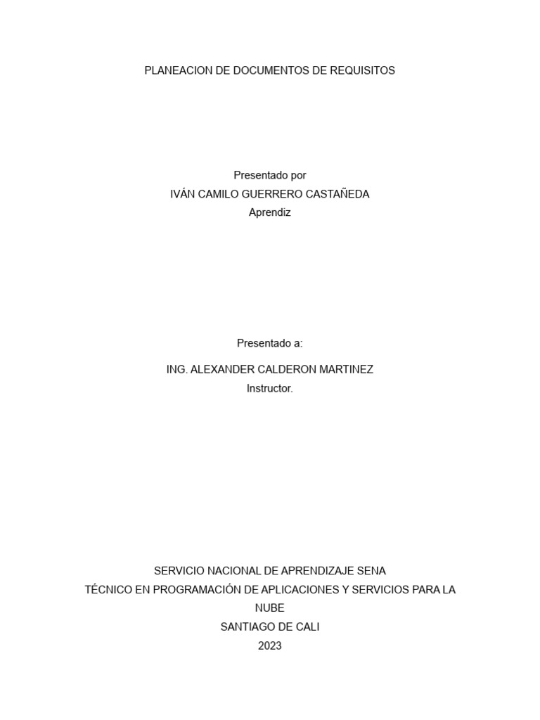 Planeacion de Documentos de Requisitos | PDF | Software | Presupuesto