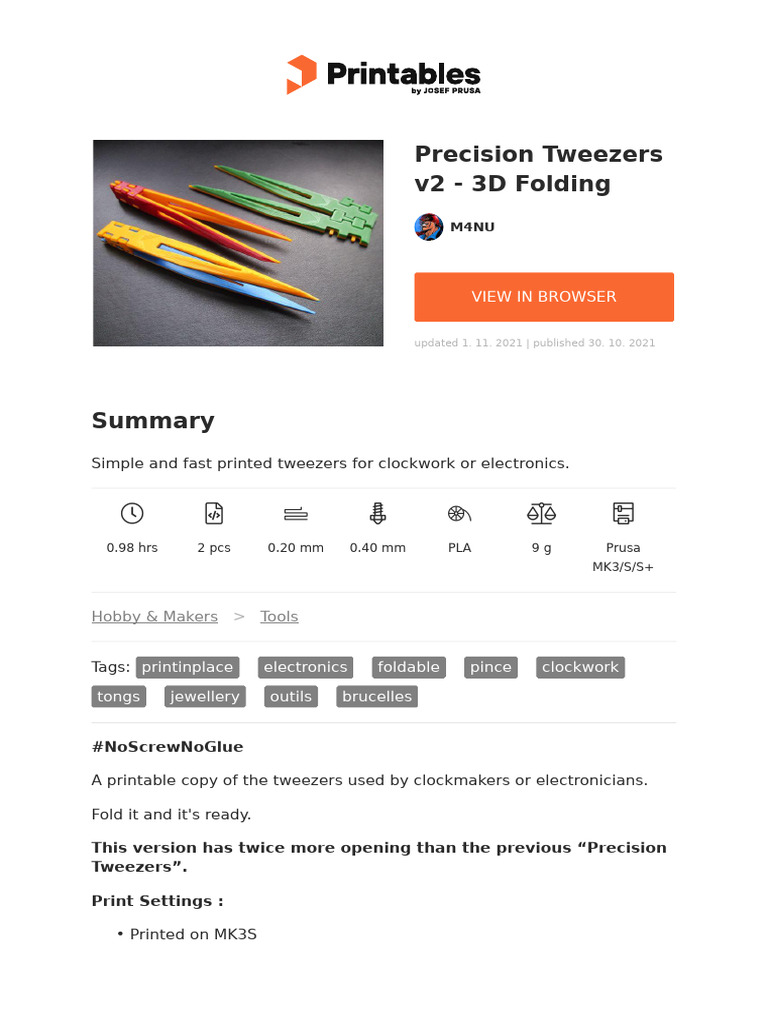 Precision Tweezers v2 3d Folding | PDF | Home & Garden | Computers