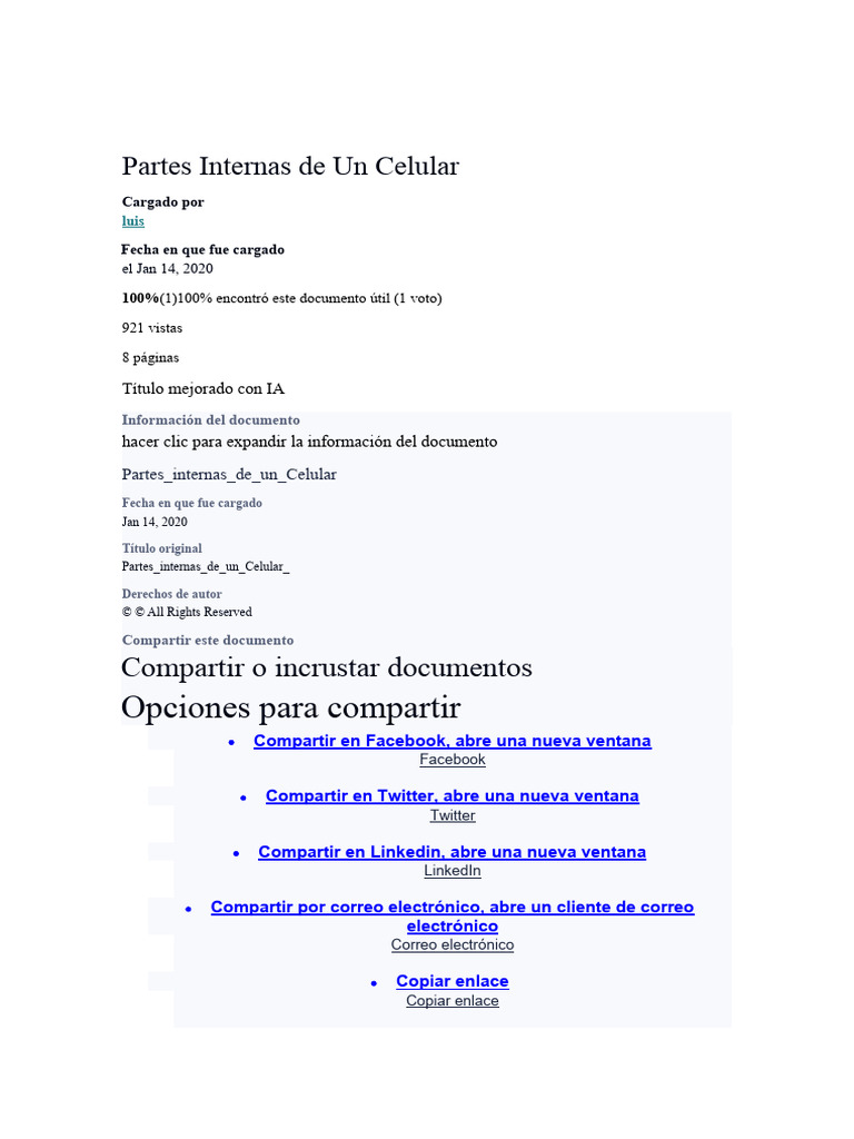 Partes Internas de Un Celular | Descargar gratis PDF | Teléfonos ...