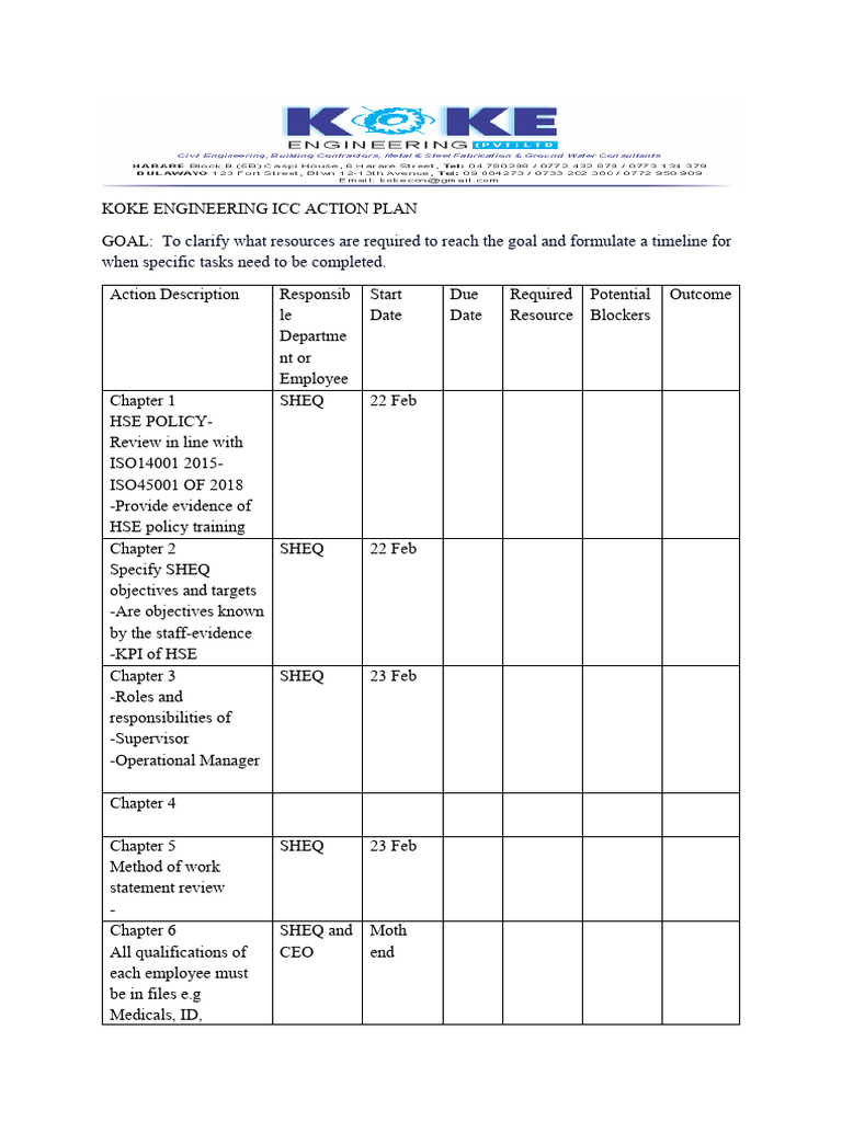 Koke Action Plan 01 | PDF | Risk | Business