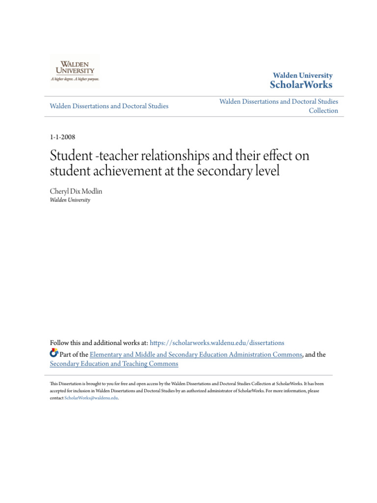 Student - Teacher Relationships and Their Effect On Student Achiev ...