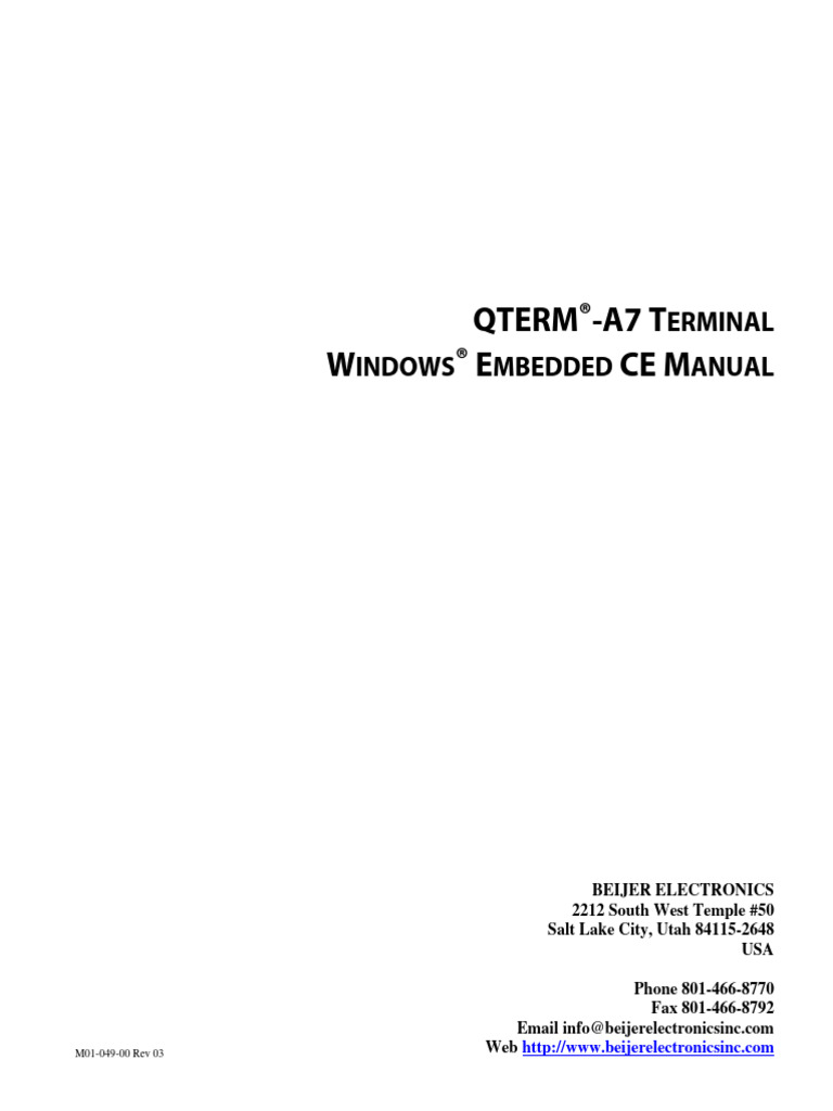 Qterm A7 Terminal Windows Embedded Ce Manual | PDF | Microsoft Windows ...