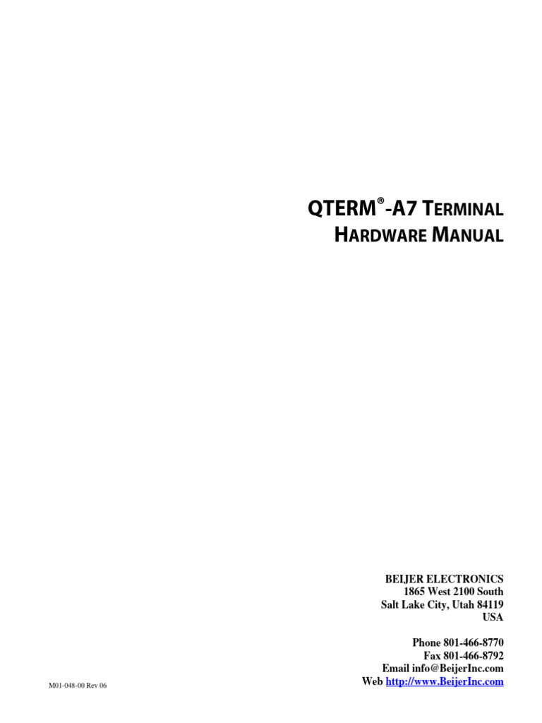 Qsi Qterm-A7 User Manual | PDF | Usb | Power Supply