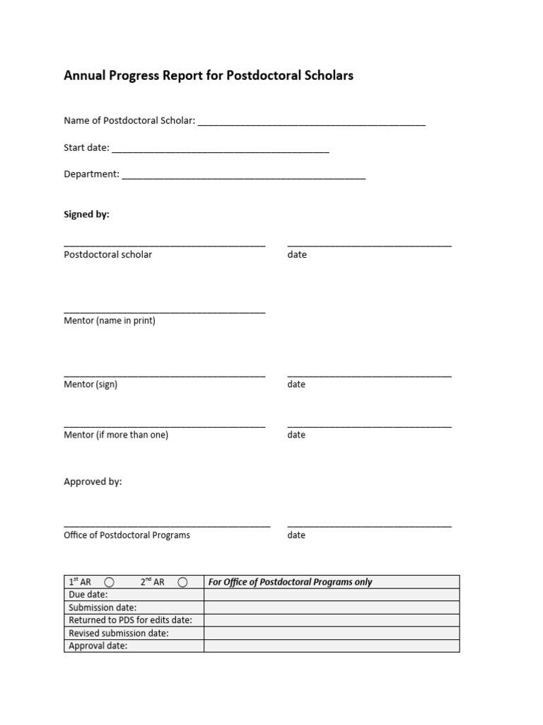 Annual Progress Report Template 02052020 | Download Free PDF | Mentorship | Methodology