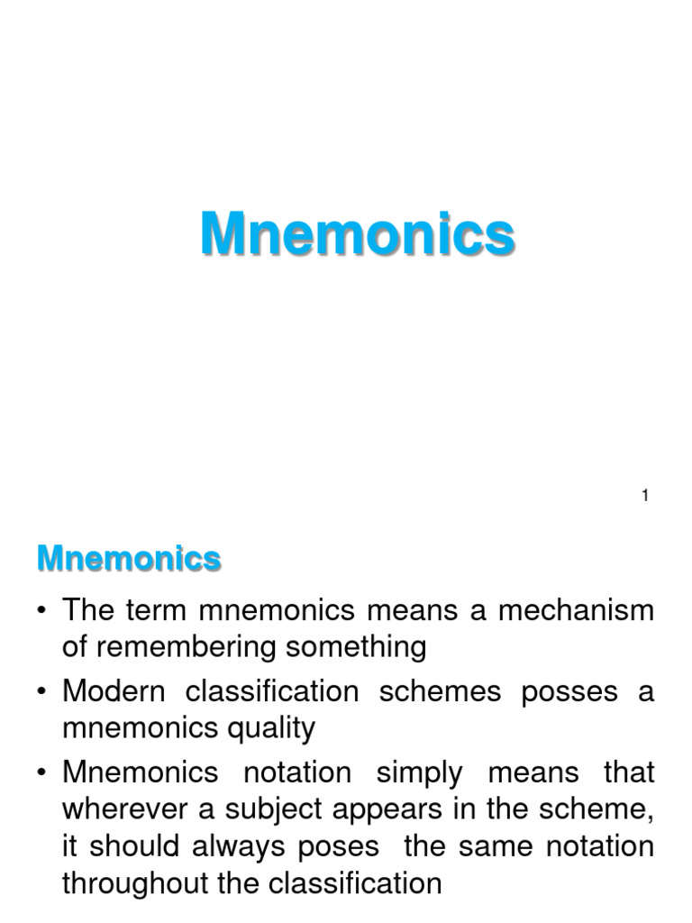 Mnemonics | PDF | Mnemonic