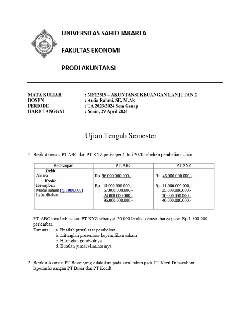 Soal Uts Akl 2 | PDF