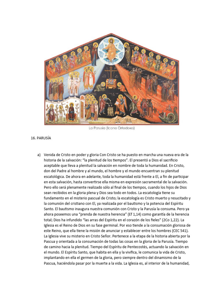 Resumen Parusia | Descargar gratis PDF | Segundo advenimiento | eucaristía