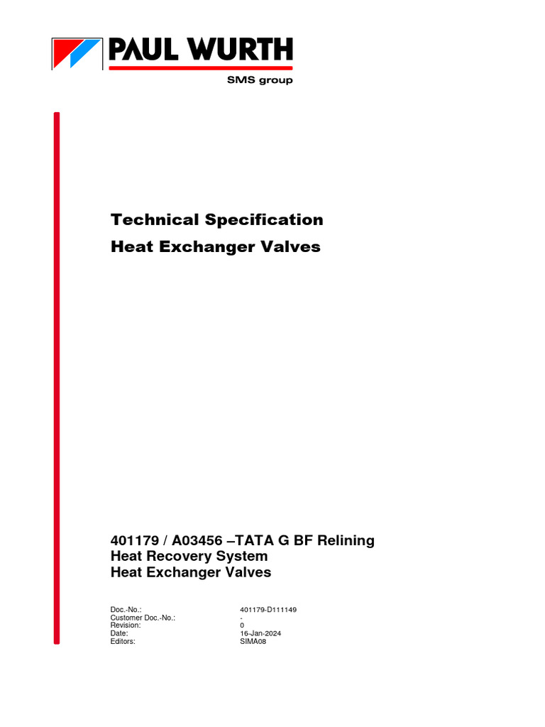 Specification for Heat Exchanger Valves | PDF | Valve | Actuator