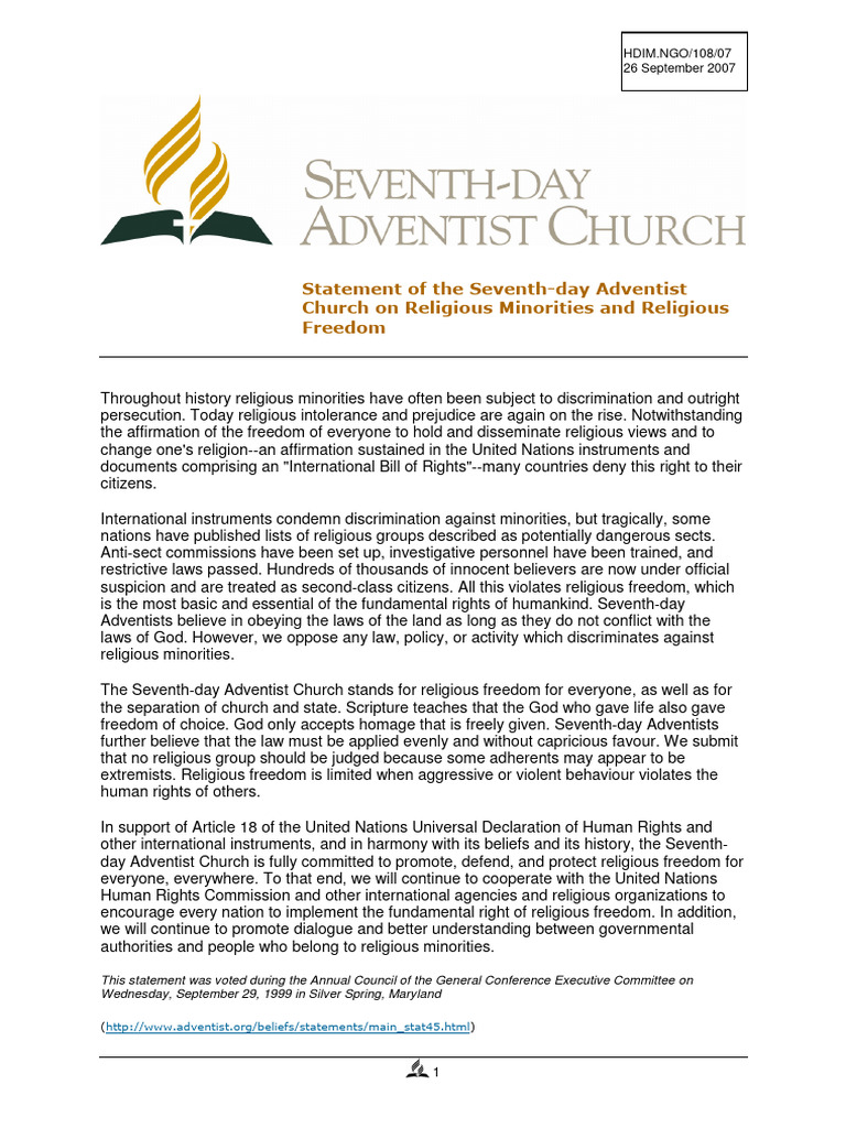 Freedom of Religion | PDF | Freedom Of Religion | Seventh Day Adventist ...