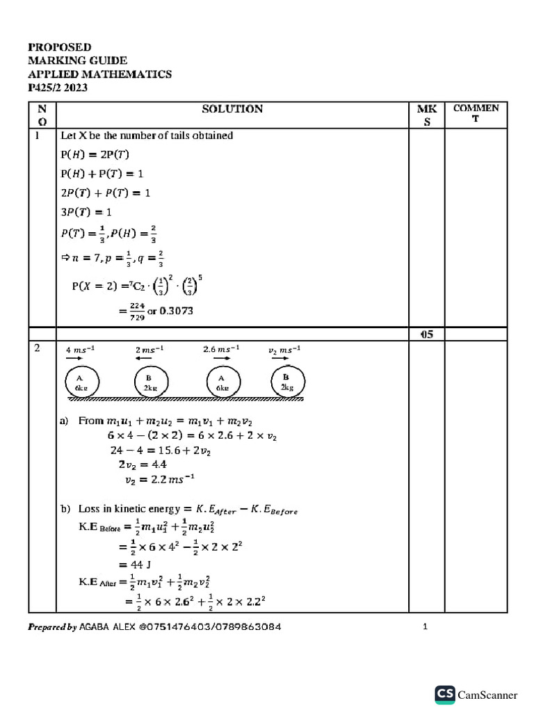 Marking Guide Applied MTC 2023 | PDF