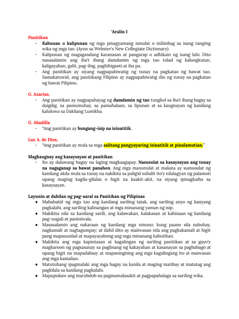 Aralin 1 4 Lektur | PDF