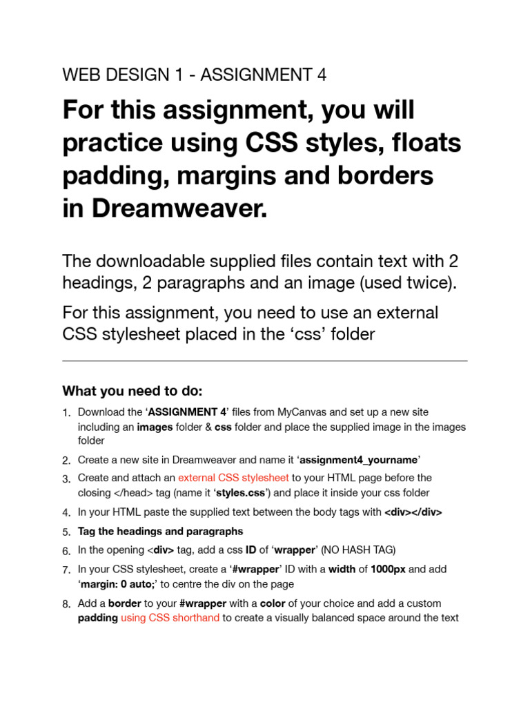 Webdesign1 Week9 Assignment4 Floats | PDF | Html | Html Element